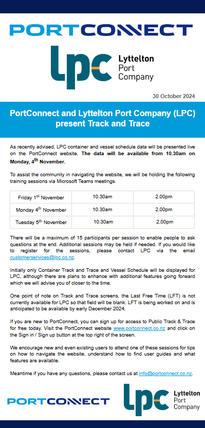 PortConnect and Lyttelton Port Company (LPC) present Track and Trace